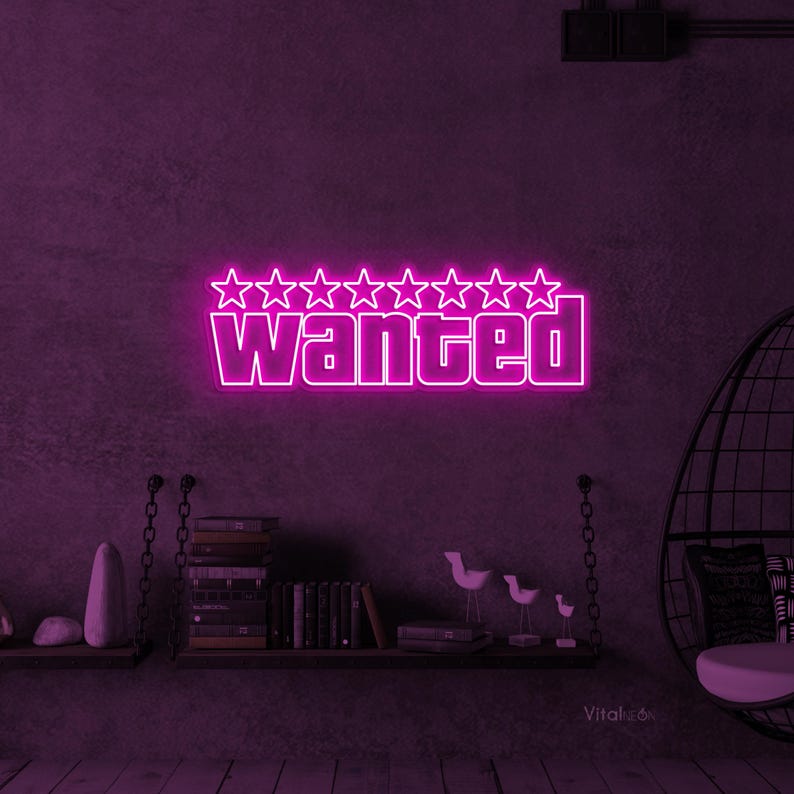 Wanted Neon Sign, Wanted LED Light, Outlaw Wall Decor, Game Room Wall ...