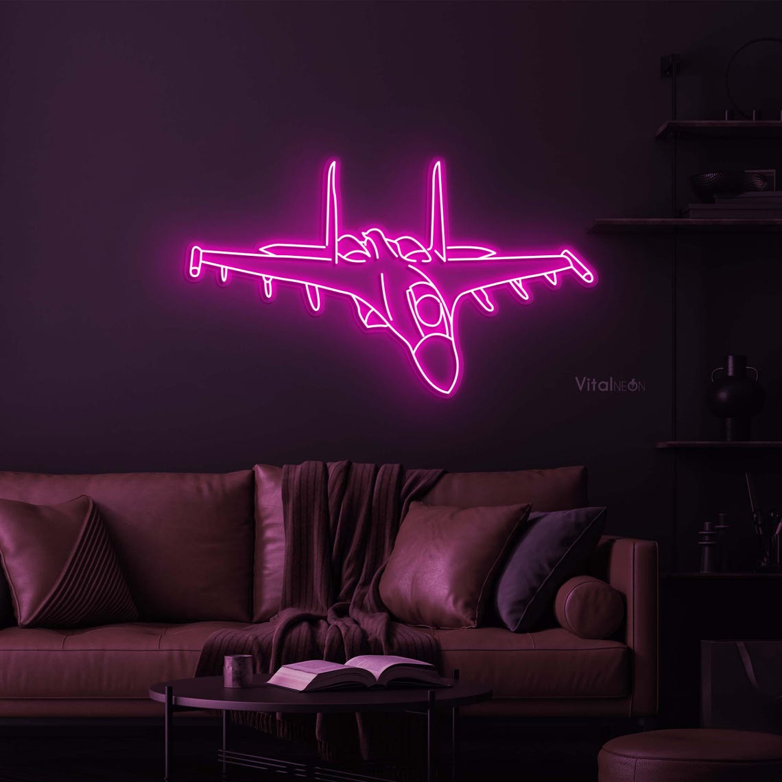 Jet Fighter LED Neon Sign for Jet Plane Wall Art Home & Military Room ...