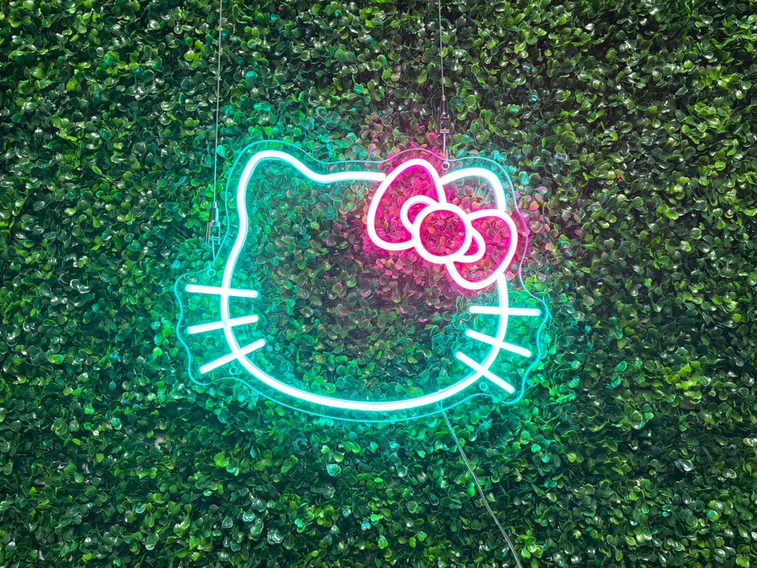 Cute Kitty Cat Face Neon Sign Adorable LED Light Decor for Bedroom ...