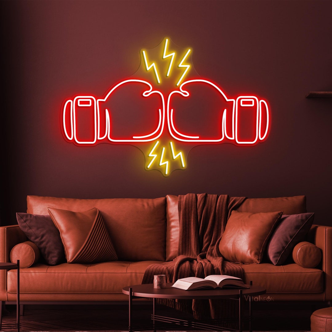 Boxing Gloves Neon Sign, Boxing Gloves LED Sign, Gym Wall Decor, Boxing ...