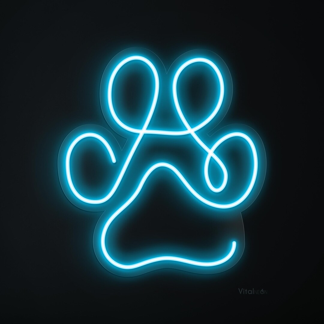 Paw Print LED Neon Sign, Pet Memorial Gift, Dog Cat Shop Wall Decor Art ...