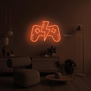 Thunderbolt Gamepad Neon Sign, Lightning Bolt Neon Sign, Game ...