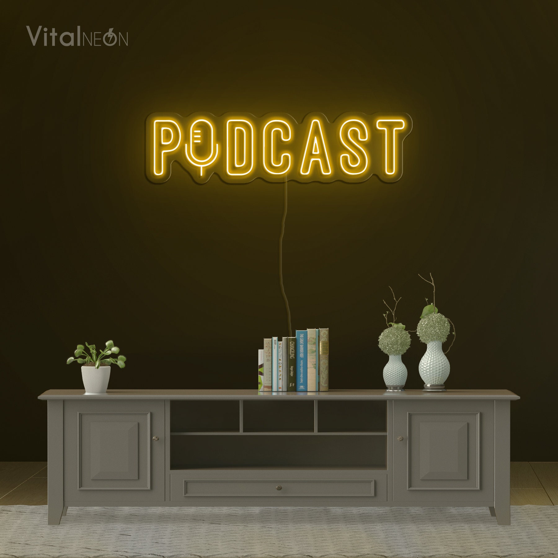Podcast Neon Sign, LED Wall Decor for Home Studio, Unique Podcasting ...