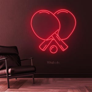Table Tennis Neon Sign, Table Tennis LED Light, Ping Pong LED Neon Art ...