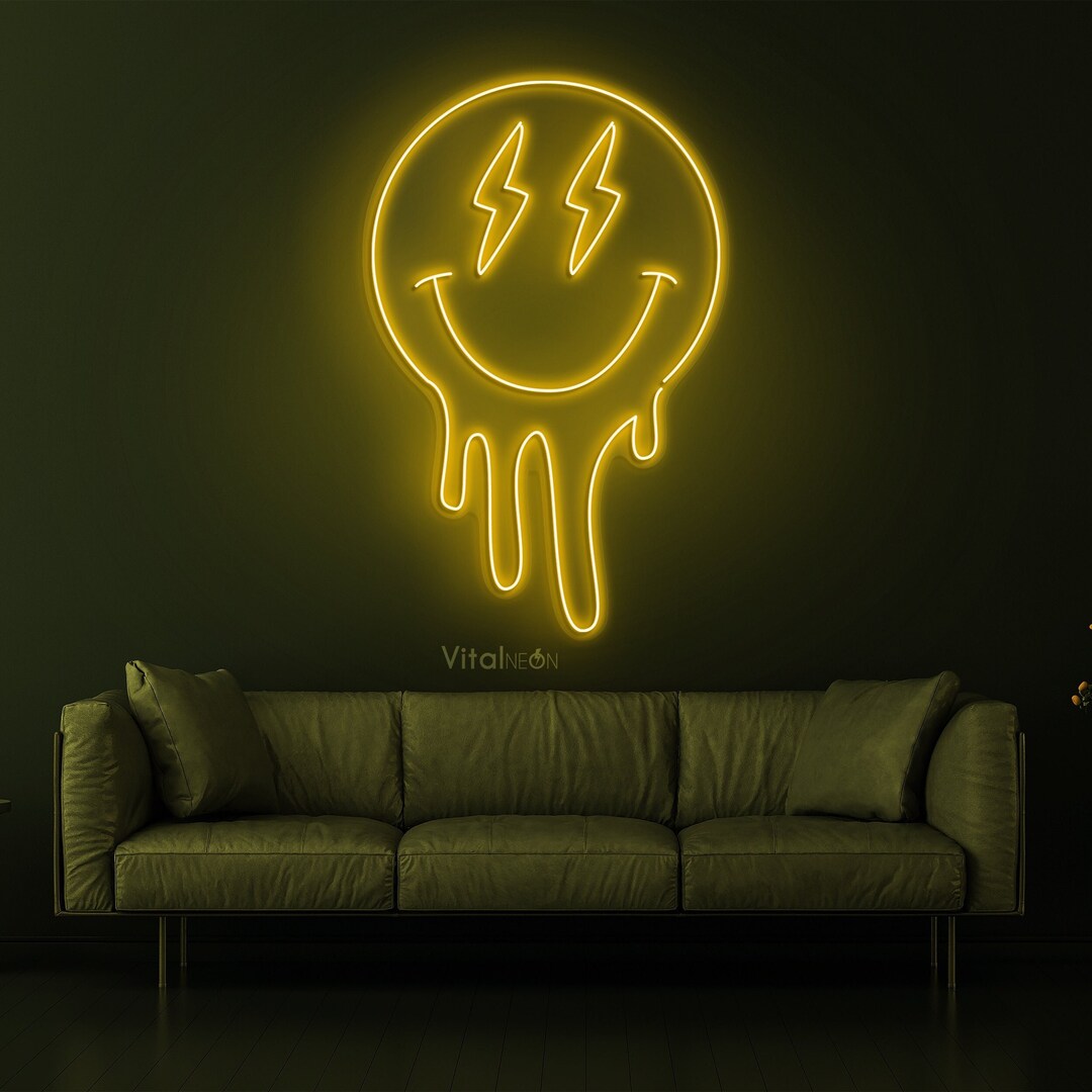 Melting Smile Face Neon Sign, Emoji LED Light, Led Neon Art, Happy Face ...