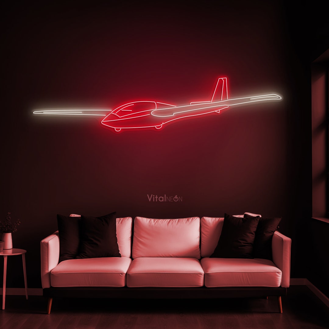 Glider Plane Neon Sign, Flying Glider Plane LED Light, Kids Room Decor ...