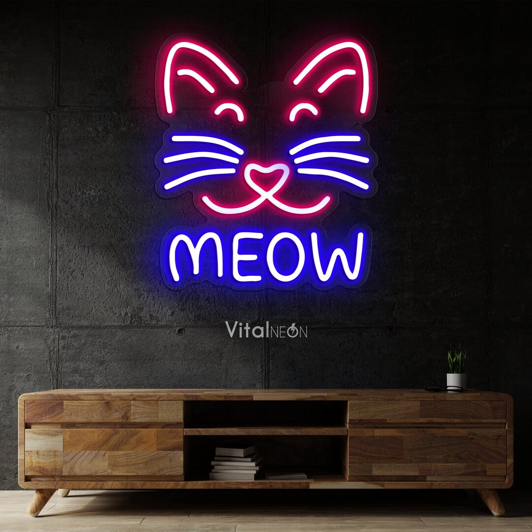Cat Neon Sign, Kitty Face Neon Light, Cat Sign for Kids' Room Decor ...