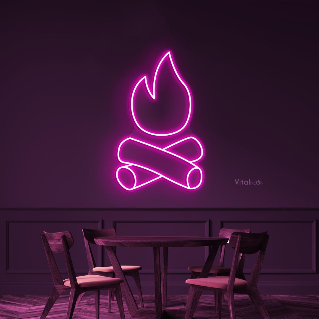 Bonfire Neon Sign, Bonfire LED Light, Fire Wall Decor, Burning Wall Art ...