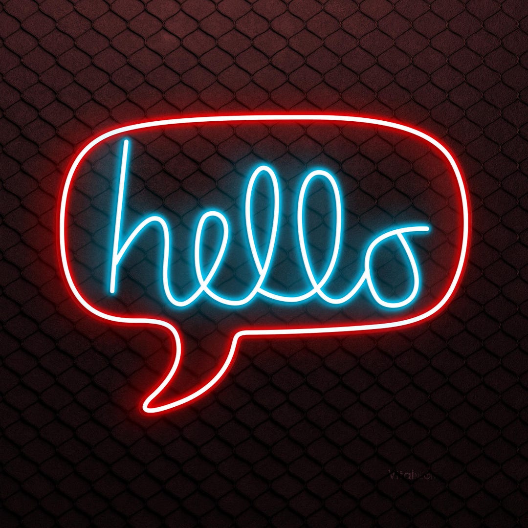 Hello LED Neon Sign, Chat Box Wall Decor - Etsy UK
