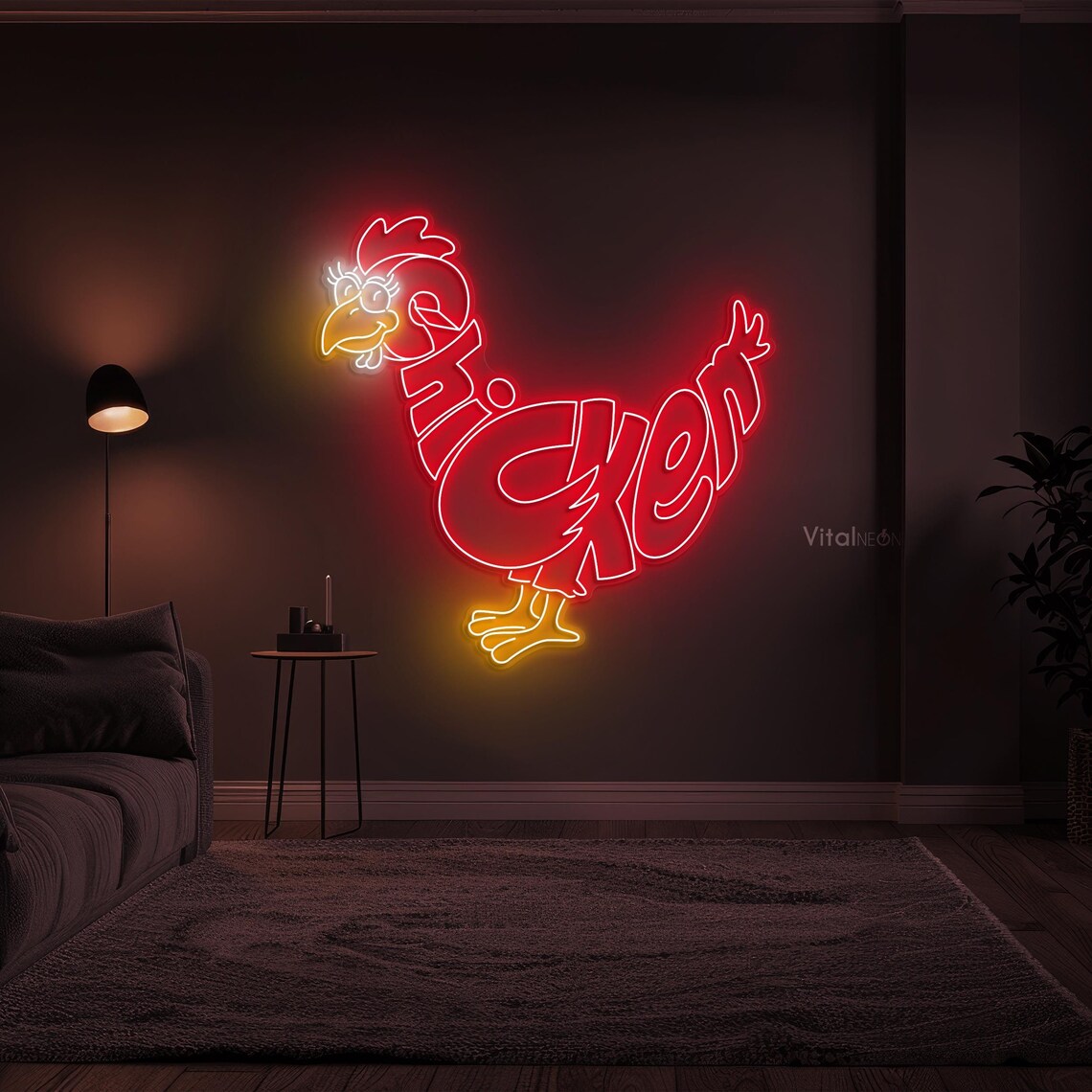 Chicken Neon Sign, Rooster LED Wall Sign, Hen Chicken Neon Light ...