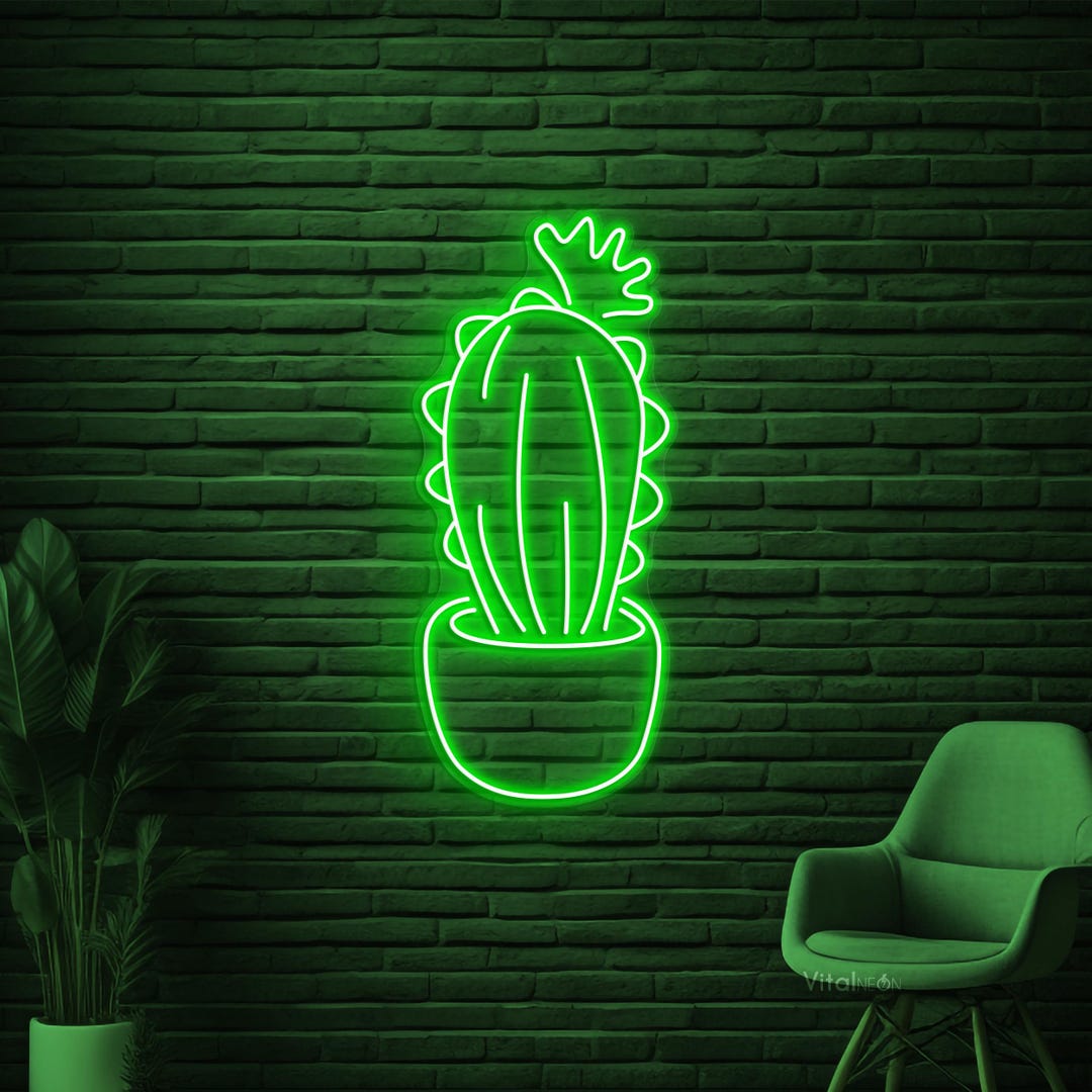 Cactus Neon Sign, Cactus LED Sign, Plant Wall Decor, Plant Shop Wall ...