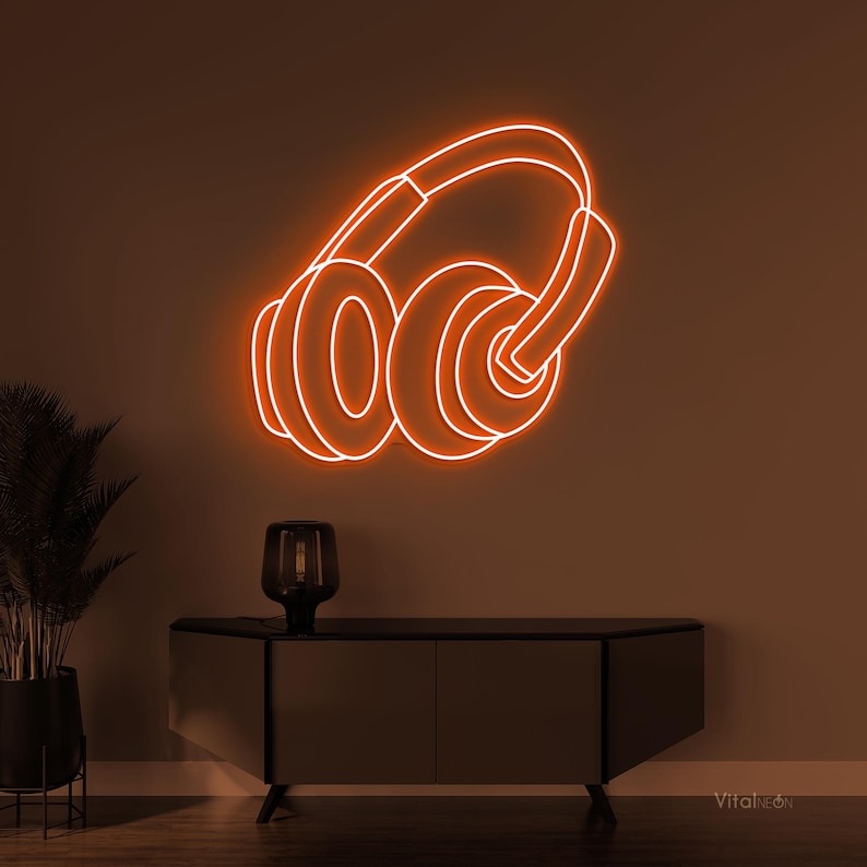 Headphones Neon Sign, Headphones LED Light, Gaming Headphones Wall ...