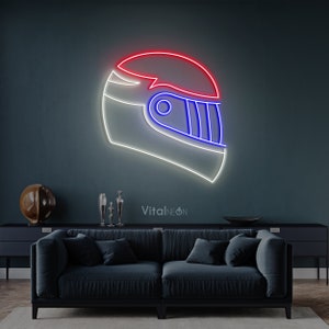 Helmet Neon Light, Bike Helmet Neon Sign, Led Neon Art, Garage and Bike ...