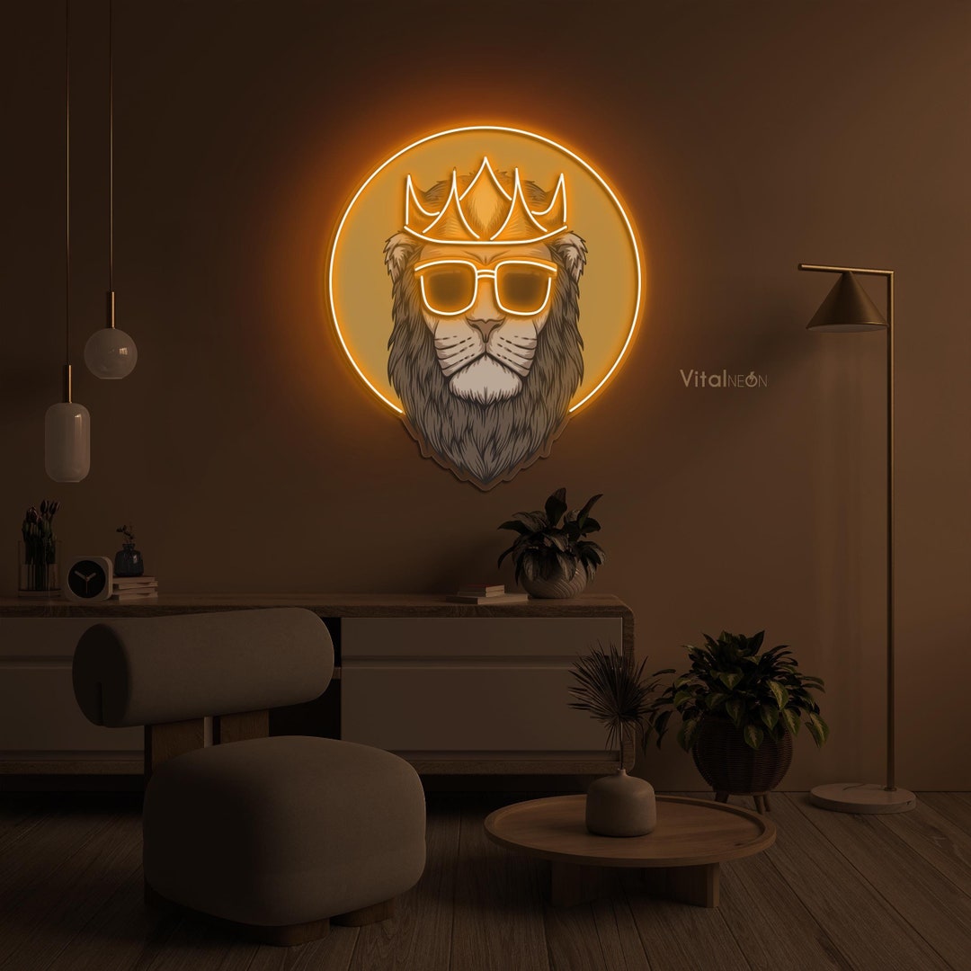 Lion With Sunglasses Neon Sign, Lion With Sunglasses LED Light, LED Pop ...