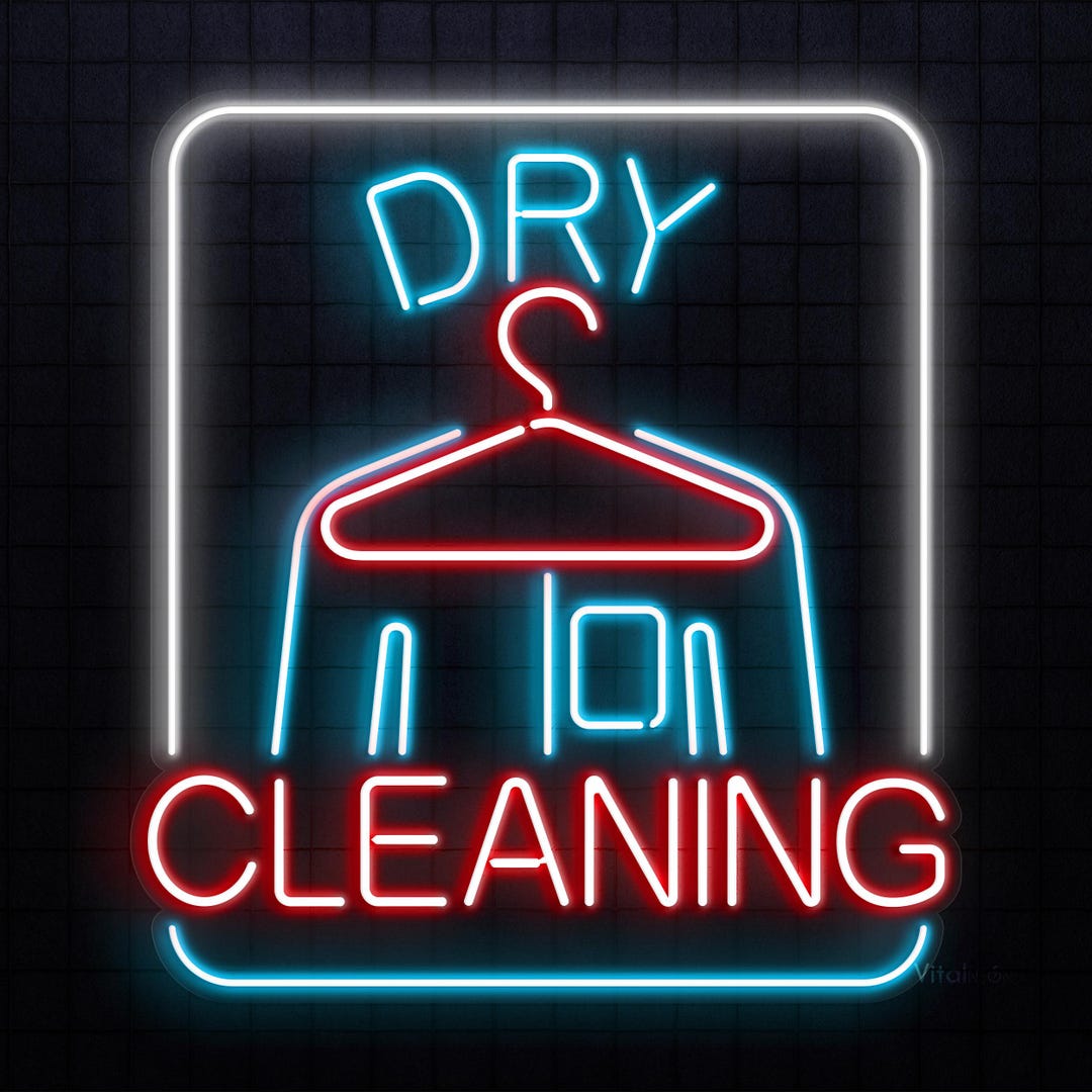 Dry Cleaning Neon Sign – LED Wall Art for Cleaning Business, Laundry ...