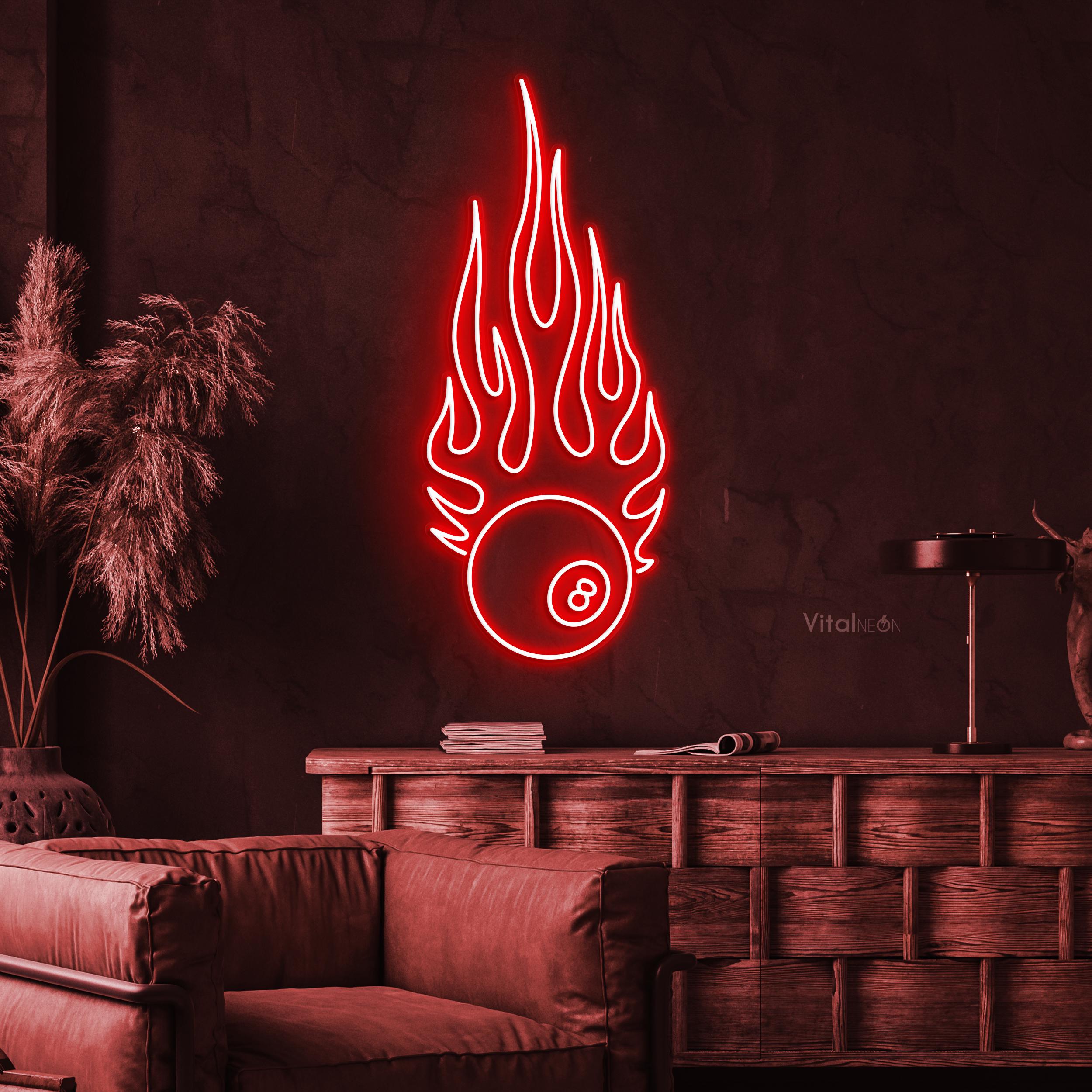 Flaming Ball Neon Sign, Flaming Ball LED Light, Flaming Ball Wall Decor ...
