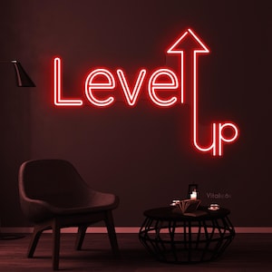 Level UP Neon Sign, Level UP Led Light, Game Room Wall Decor, Gym Wall ...