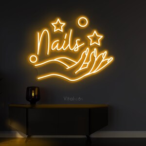 Nail Neon Sign LED Light Salon Wall Art Beauty Studio Manicure Shop ...