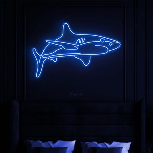Shark Neon Sign, Shark Led Neon Light, Bedroom Wall Decor, Shark Night ...