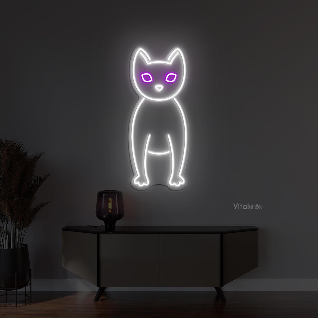 Cat Neon Sign, Cat LED Light, Cute Kitty Wall Decor, Kids Room Wall Art ...
