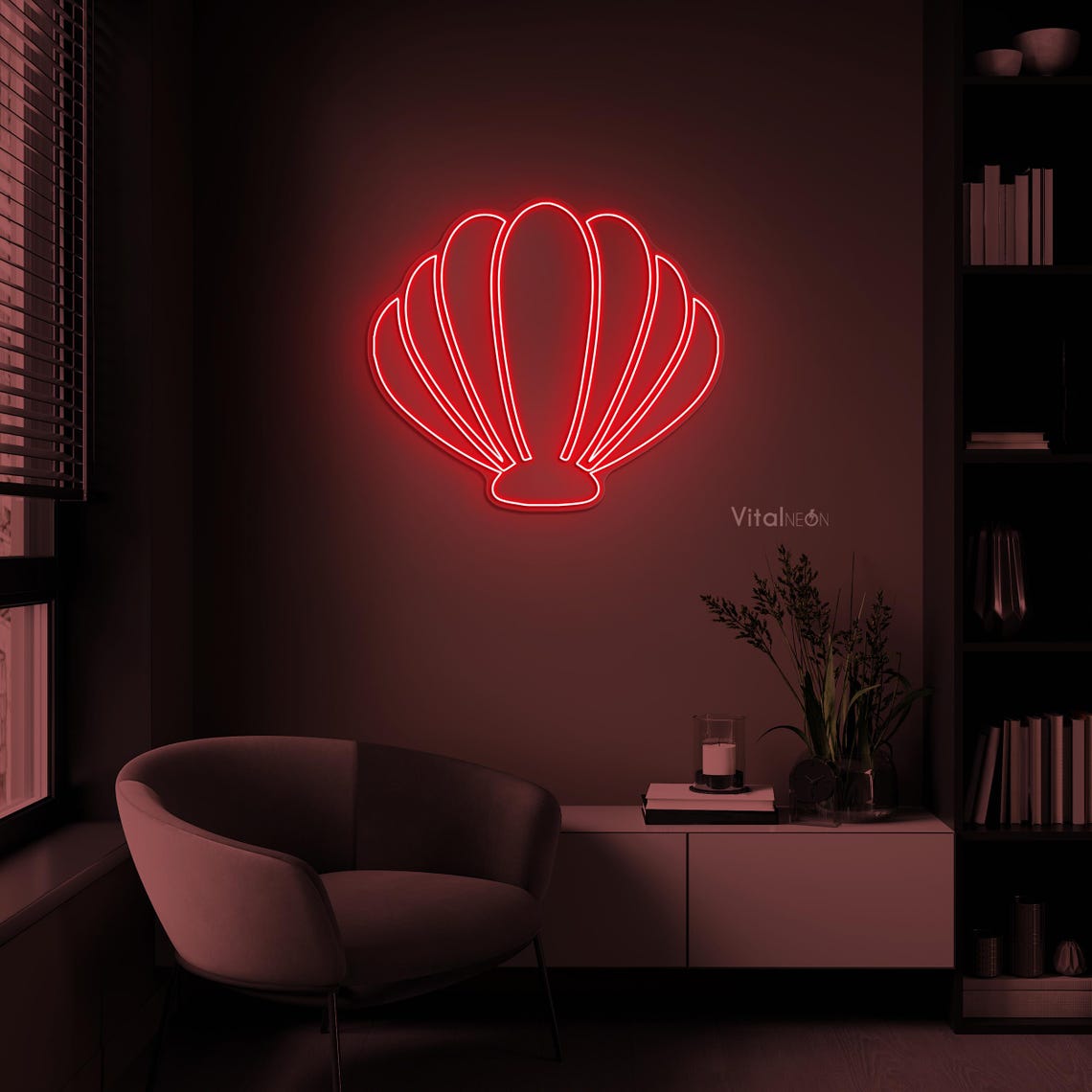 Seashell Neon Sign, Seashell LED Light, Mollusk Shell Decor, Mermaid ...