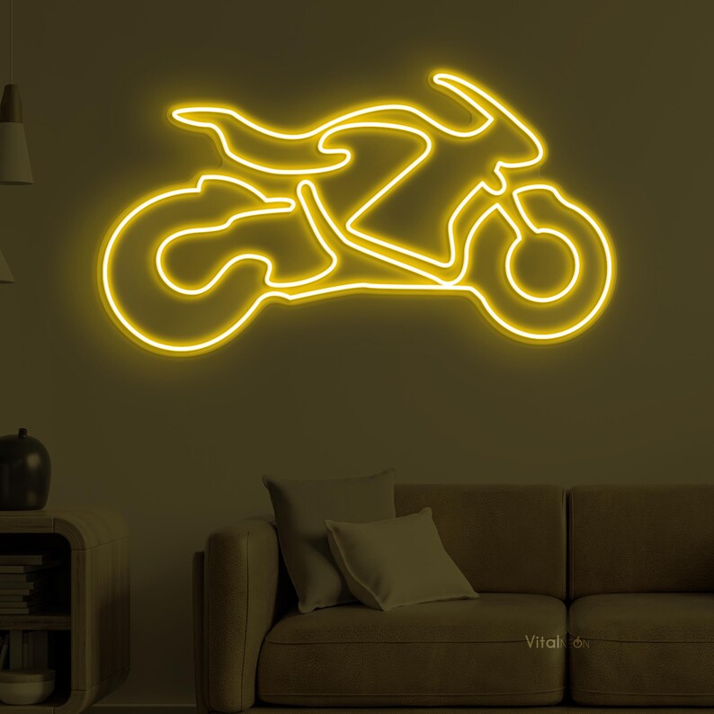 Motorcycle LED Neon Sign, Sports Bike Garage Wall Decor - Etsy