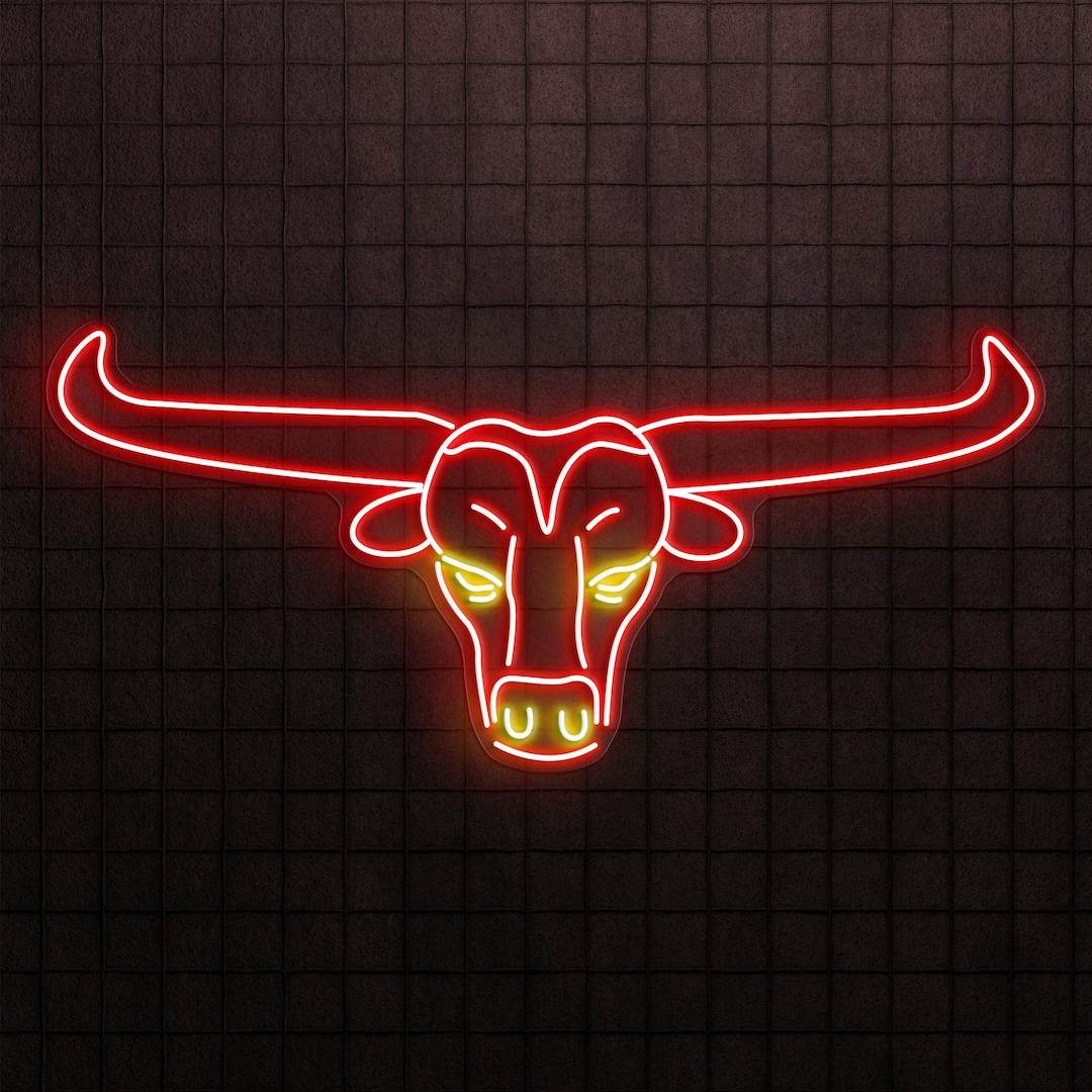 Bull Neon Sign, Bull Head Neon Light, Longhorn Bull Wall Decor, Room ...