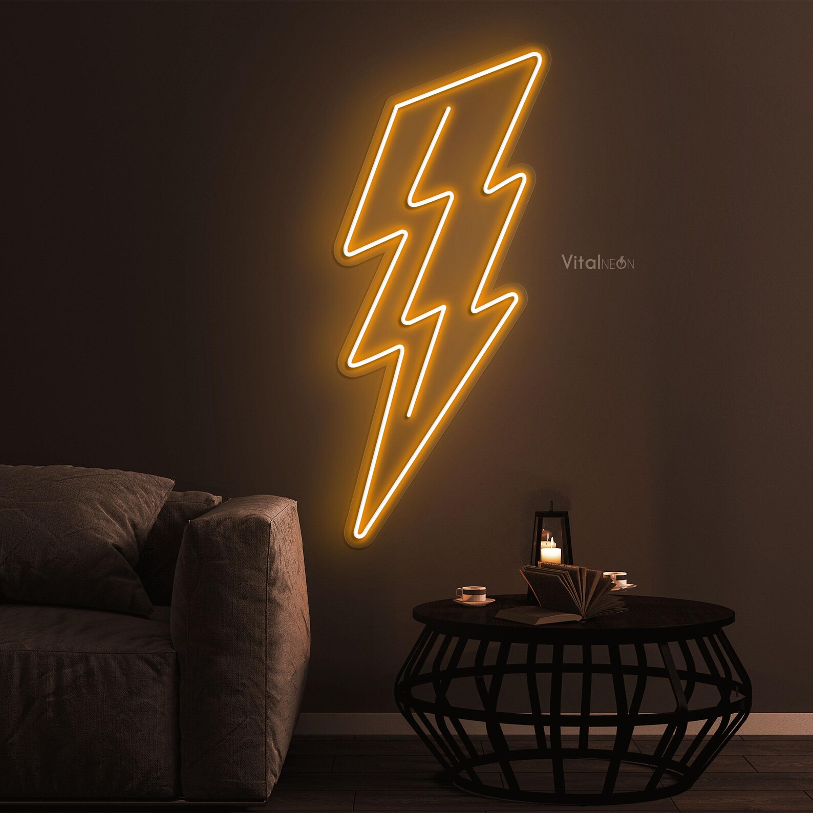 Thunder Bolt Neon Sign, Thunder LED Light, Thunder LED Neon Art ...