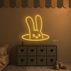 Rabbit Neon Sign, Bunny LED Wall Decor, Kids Room Light Gift - Etsy