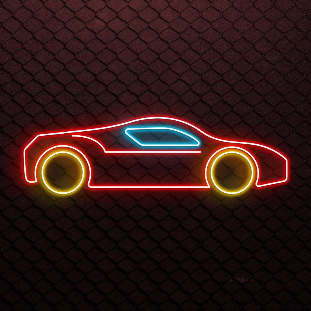 Car Neon Sign, Car LED Light, Sports Car Wall Decor, Racing Car Neon ...
