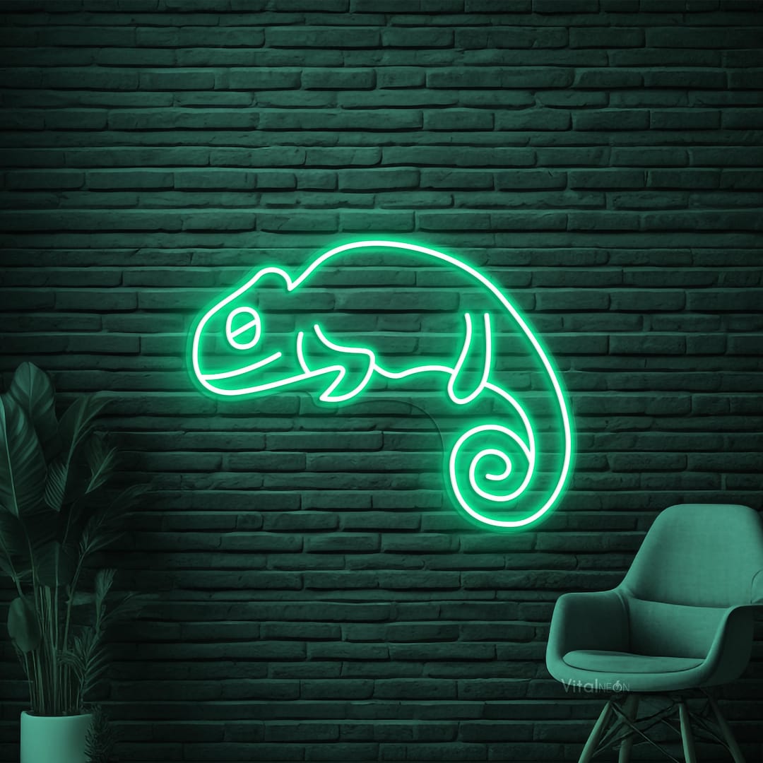 Chameleon Neon Sign, Chameleon LED Light, Gecko Wall Decor, Animal Shop ...