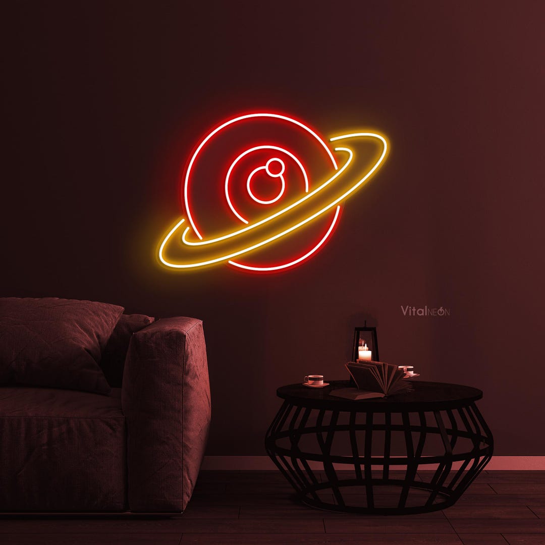 Planet Neon Sign, Saturn Neon Sign, Planet Wall Decor, Custom Neon Sign ...