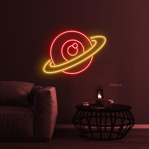 Planet Neon Sign, Saturn Neon Sign, Planet Wall Decor, Custom Neon Sign ...
