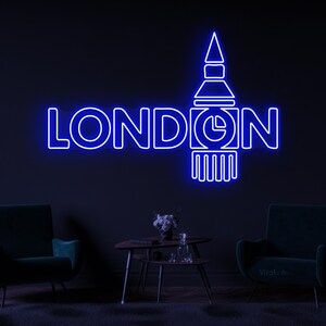 London Neon Sign, London LED Light, Big Ben Wall Decor, UK City Art ...
