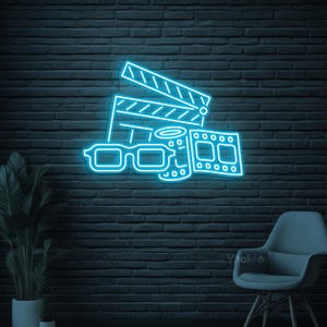 3D Cinema Neon Sign, 3D Cinema Glasses LED Light, Cinema Room Decor ...