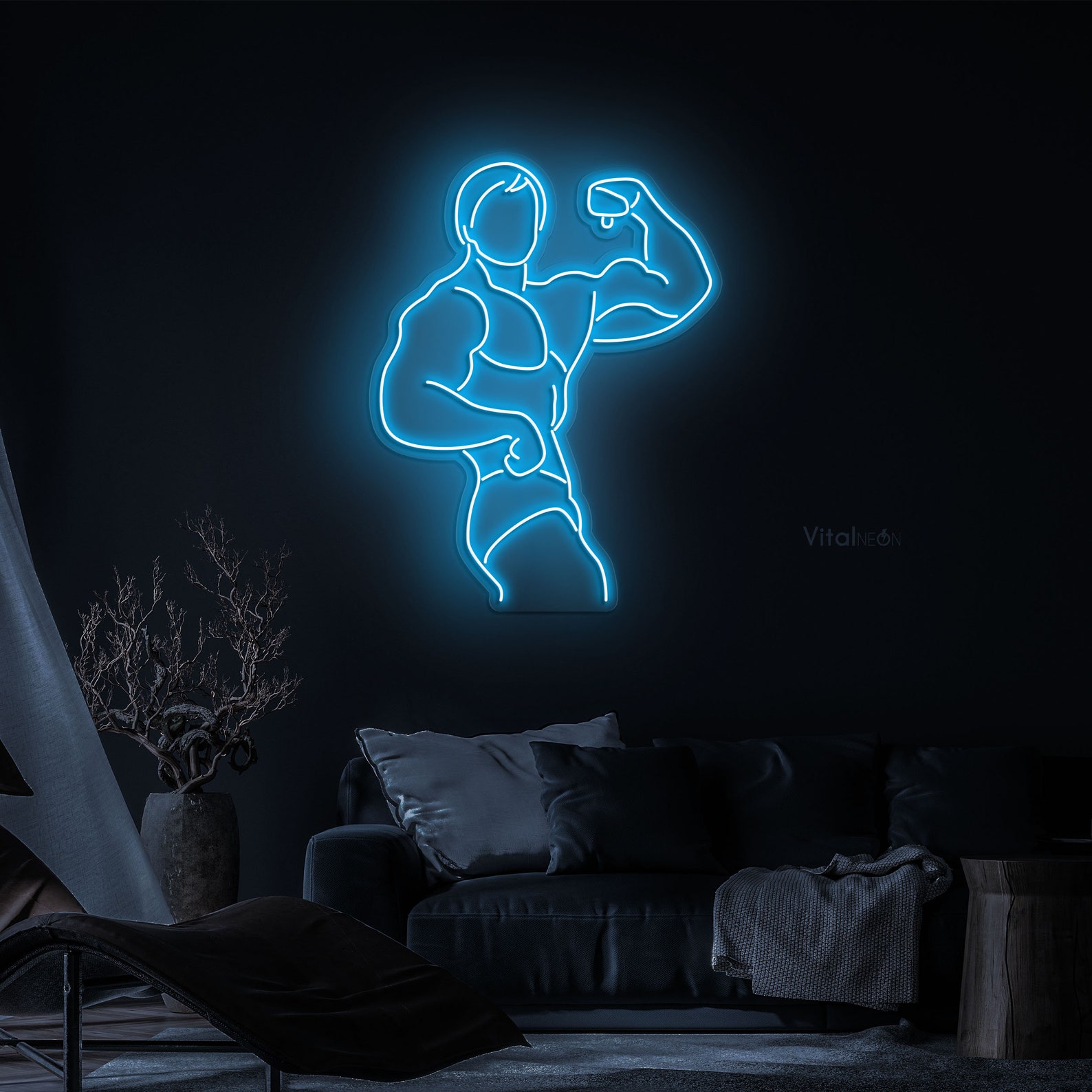 Arm Muscles Neon Sign, Man Pose Neon Sign, Custom Gym Decor, Muscles ...