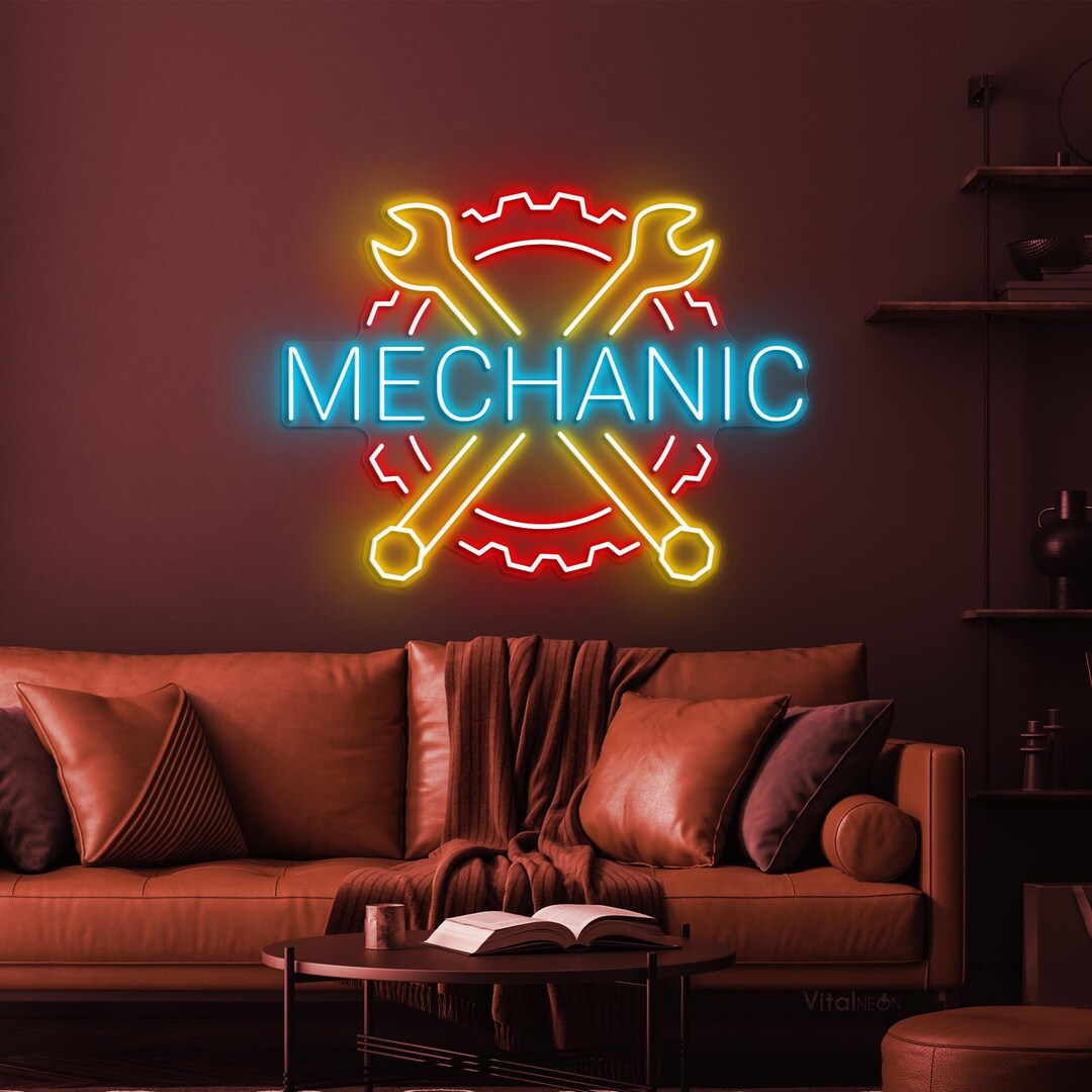 Mechanic Neon Sign, Mechanic LED Light, Garage Wall Decor, Work Shop ...