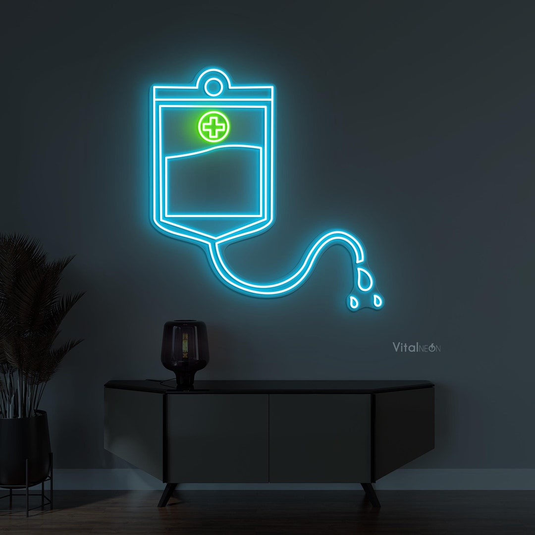 IV Drip Bag Neon Sign, IV Bag LED Light, Hospital Wall Decor, Dr Clinic ...