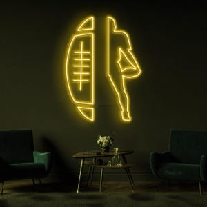 Football Player Neon Sign, Football Player LED Light, Football ...