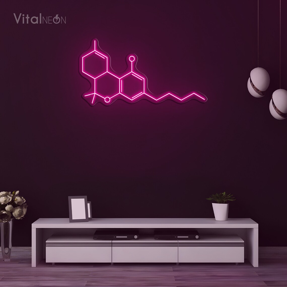 THC Molecule Neon Sign LED Light Cannabis Wall Art Marijuana Leaf Weed ...
