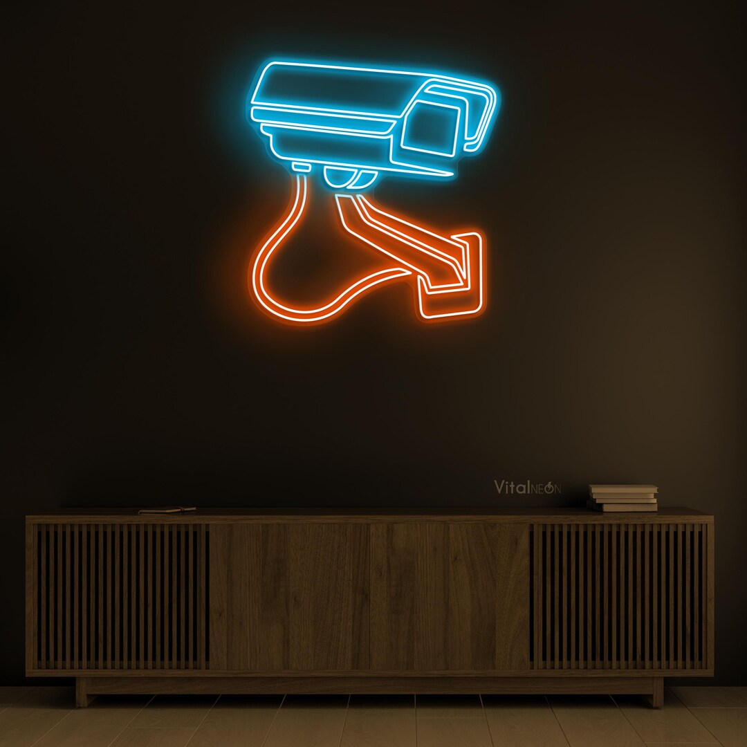 Camera Neon Sign, Security Camera LED Light, CCTV Wall Decor ...