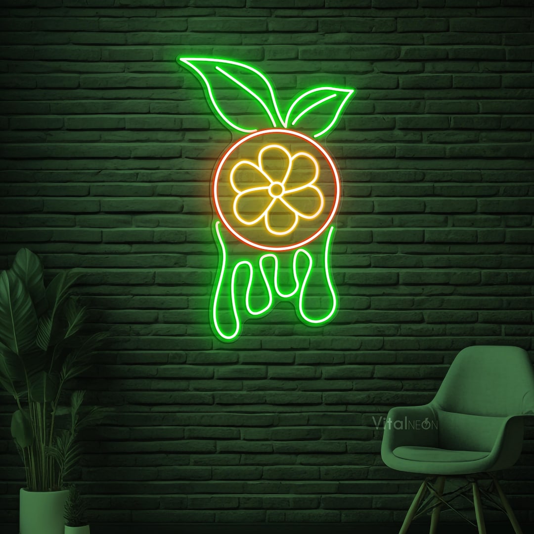 Lemon Neon Sign, Melting Lemon LED Light, Fruit Shop Wall Decor, Citrus ...