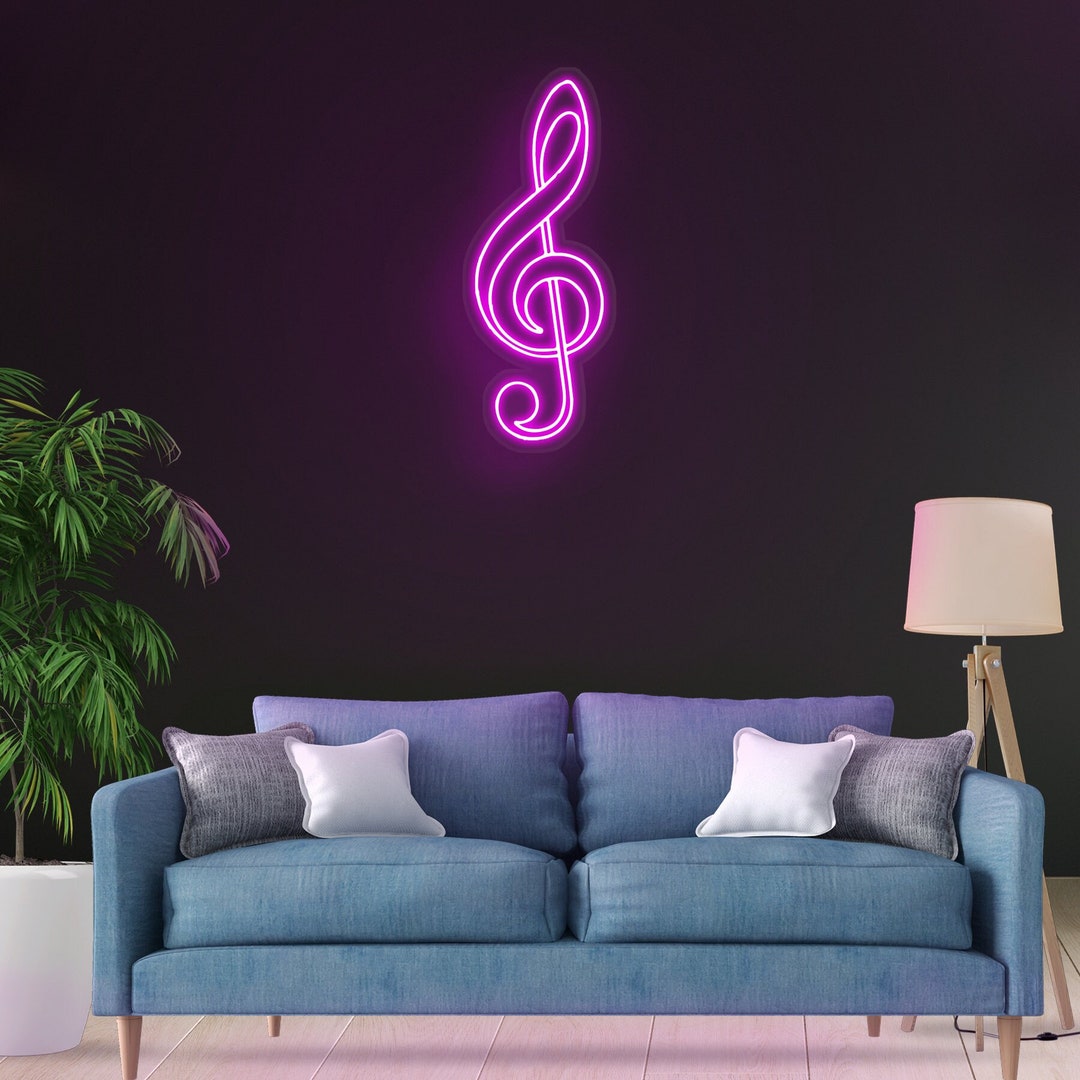 Treble Clef Neon Sign, Treble Clef Neon Light, Musical Note Wall Décor ...