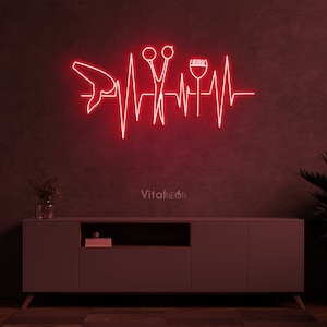 Hair Salon Neon Sign, LED Neon Light With Heartbeat, Hairdryer ...