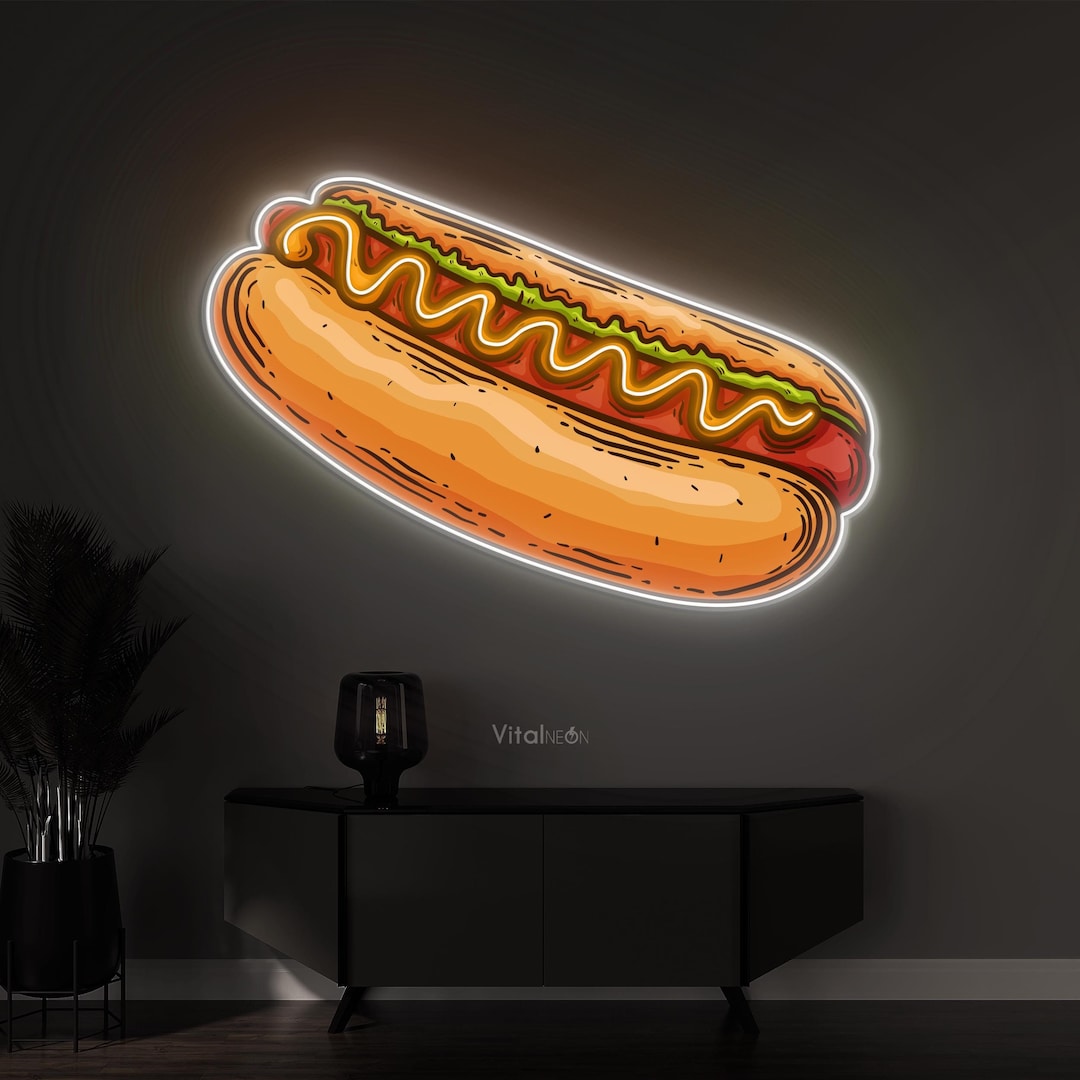 Hot Dog Neon Sign, Hot Dog Neon Light, LED Pop Art, Hot Dog Wall Decor ...