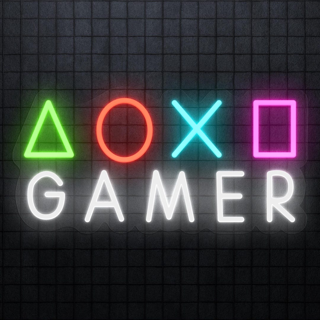 Gamer Icons LED Light Neon Sign Game Controller Wall Art Personalized ...
