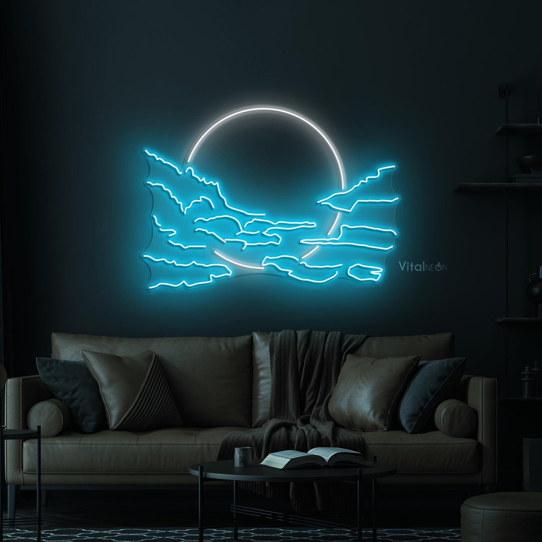 Sunset Neon Sign, Sunset LED Light, Ocean Waves LED Neon Art, Beach ...