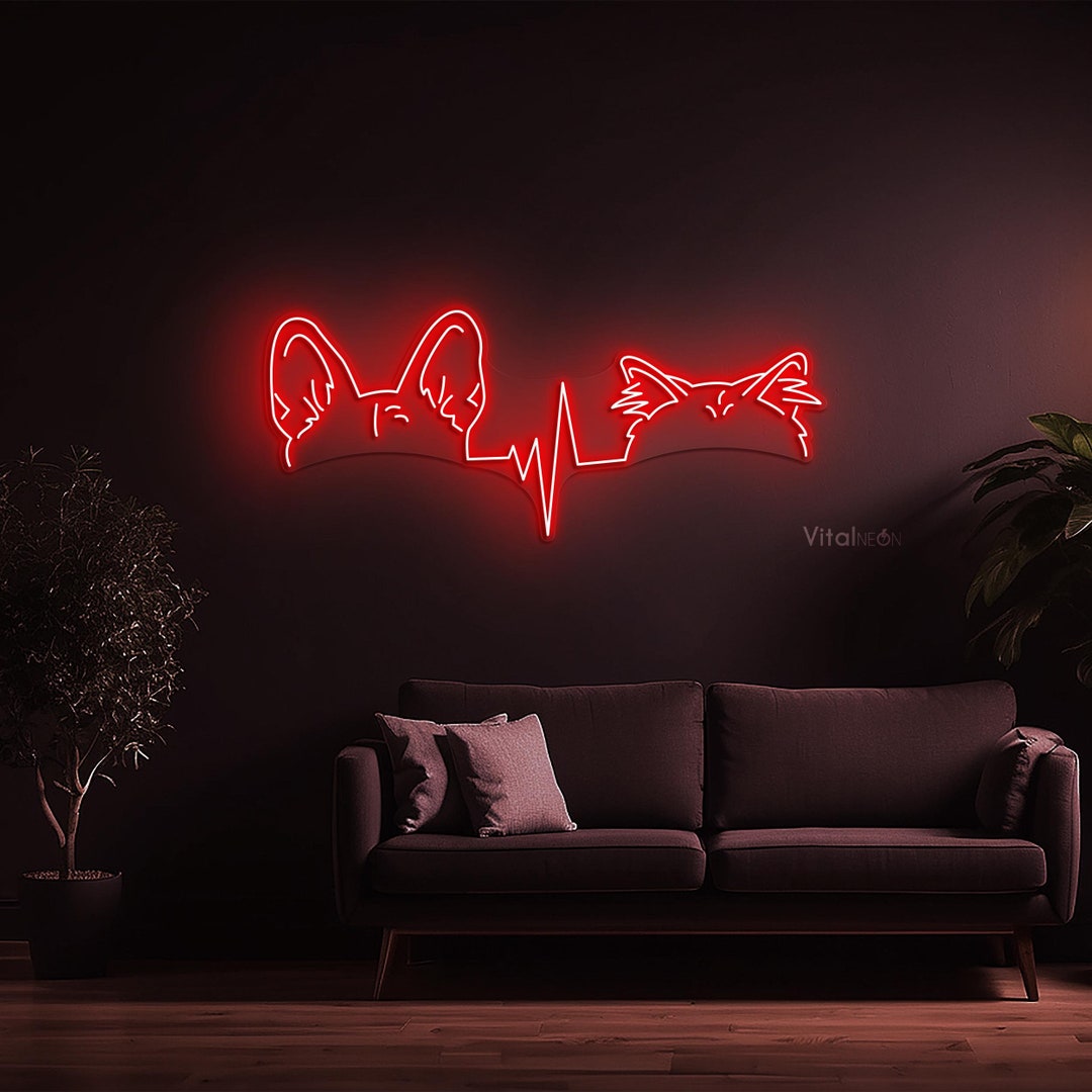 Heartbeat Neon Sign Dog Cat Ears LED Light Pet Lovers Head Gift - Etsy UK
