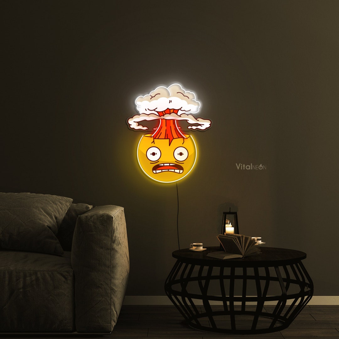 Emoji Exploding LED Neon Light, Neon Pop Art Sign, Volcano Neon Sign ...