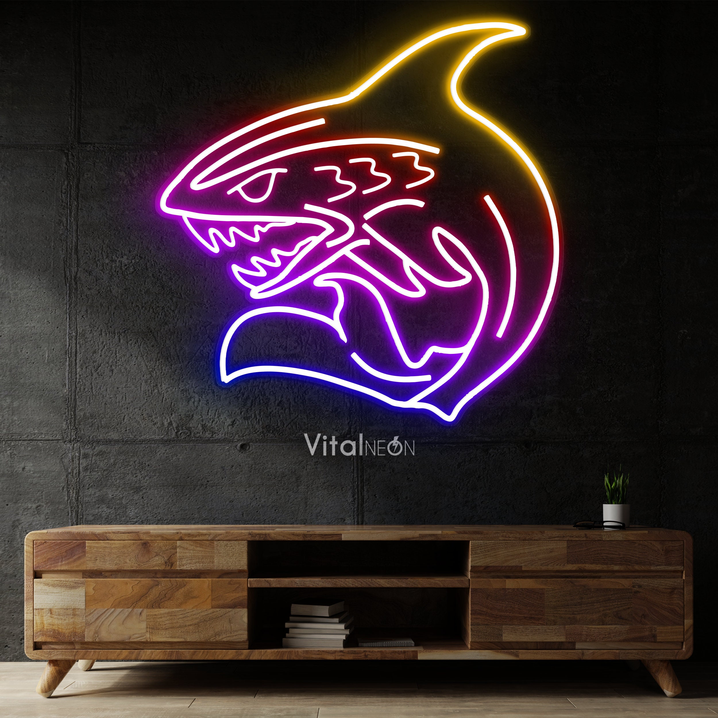 Shark Neon Sign, Shark Night Light, Boys Bedroom Neon Light, RGB Night ...